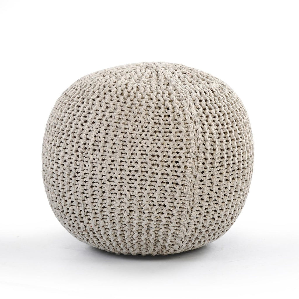 Cream Knitted Pouf – Sashaaworld