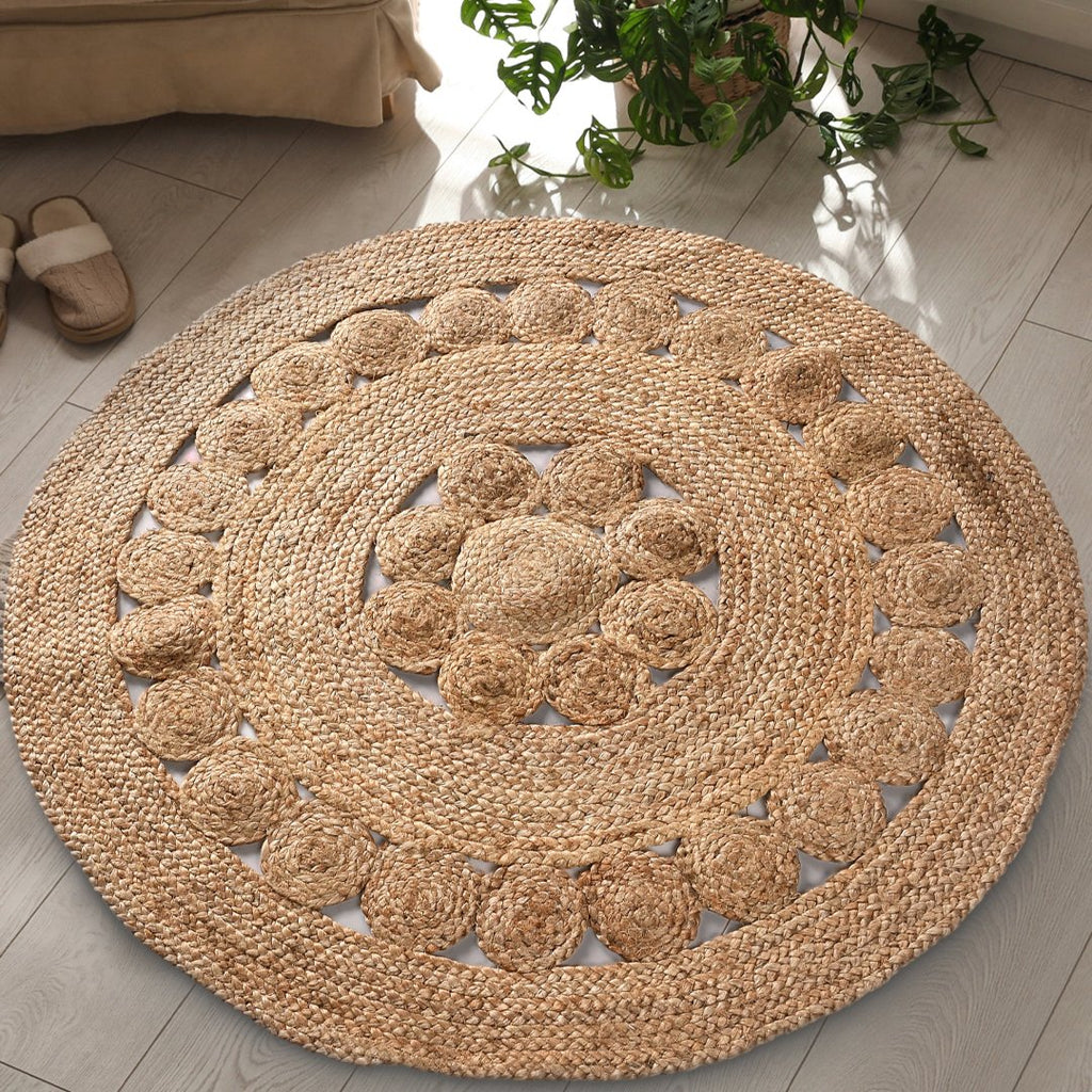Reversible Circular Pattern Jute Rug – Sashaaworld