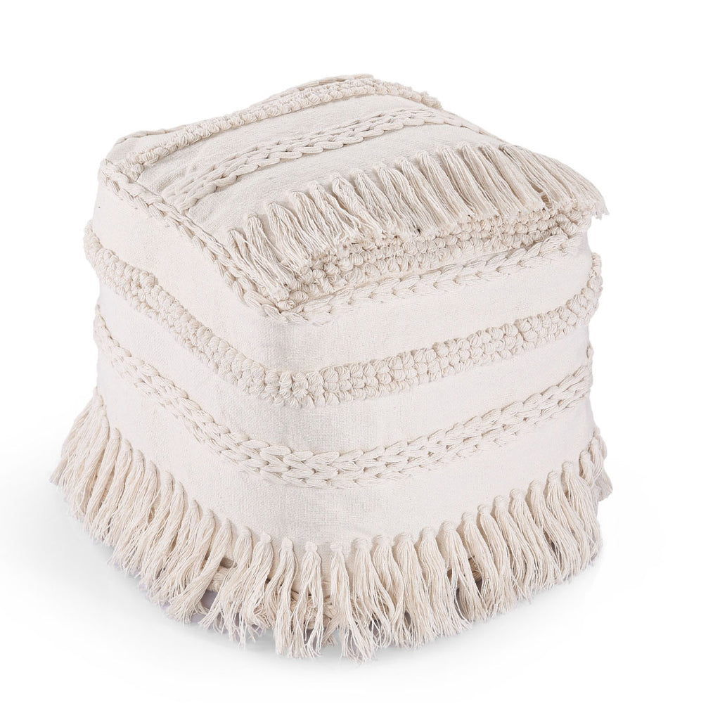 Ivory Tassel Ottoman Pouf – Sashaaworld